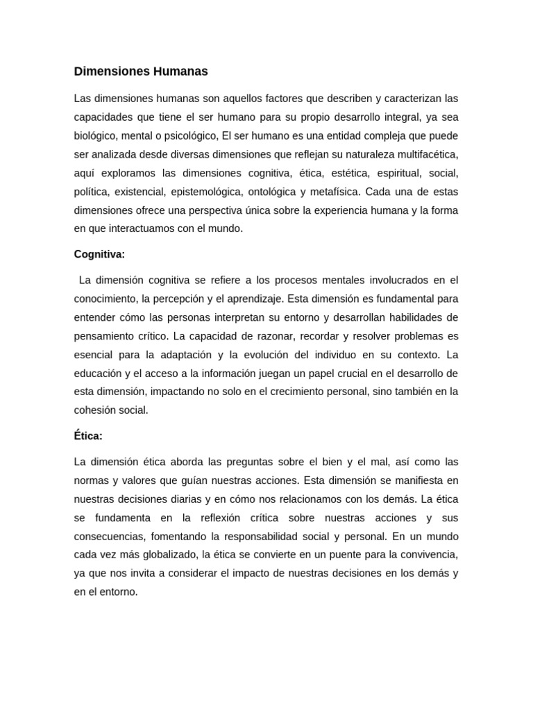 Dimensiones Humanas | PDF | Conocimiento | Experiencia