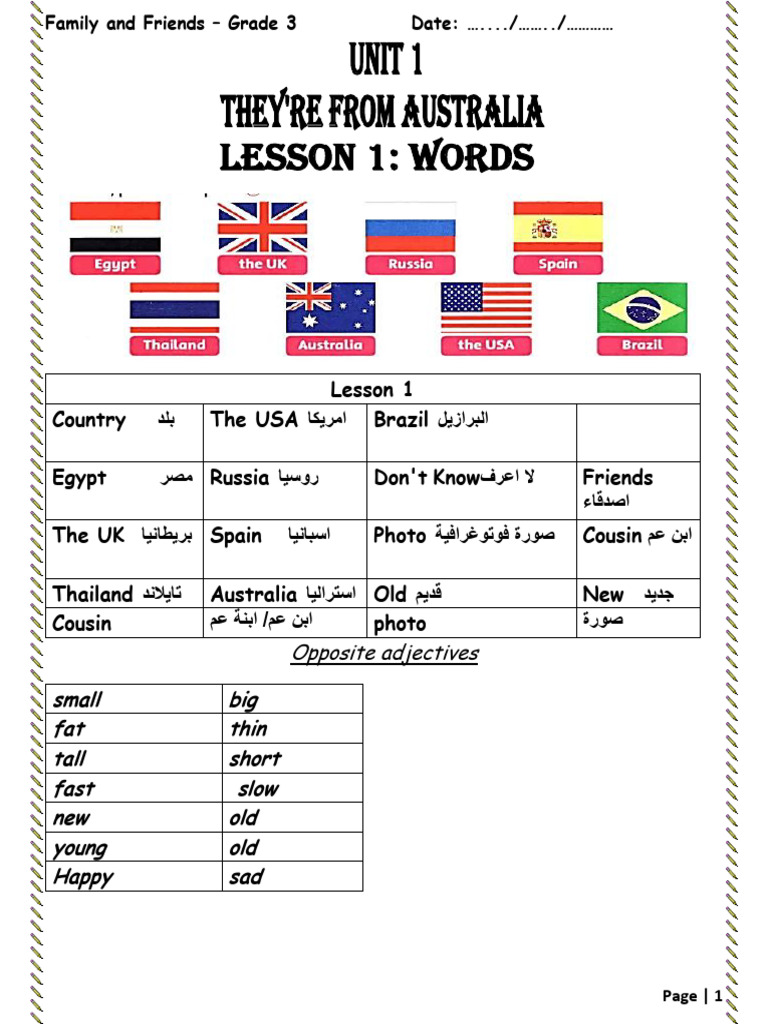 Family and Friends - Primary 3 - First Term | PDF | Linguistics