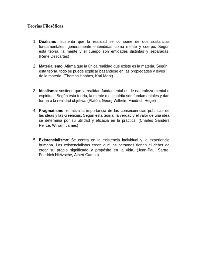 Principales Teorías Filosóficas | PDF