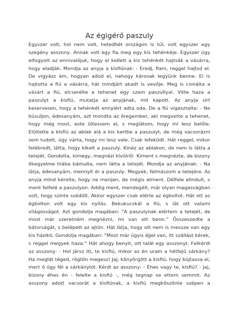Az Égigérő Paszuly | PDF