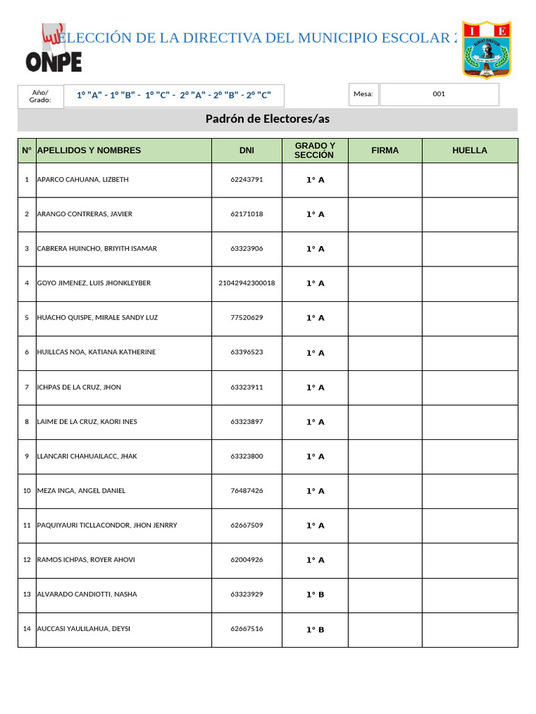 Padrón de Electores 2024 | PDF