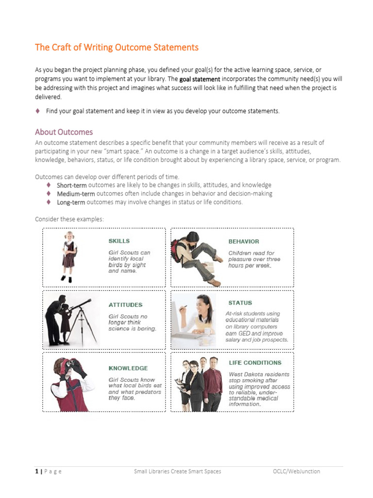 Writing Outcome Statements | PDF | Goal | Attitude (Psychology)