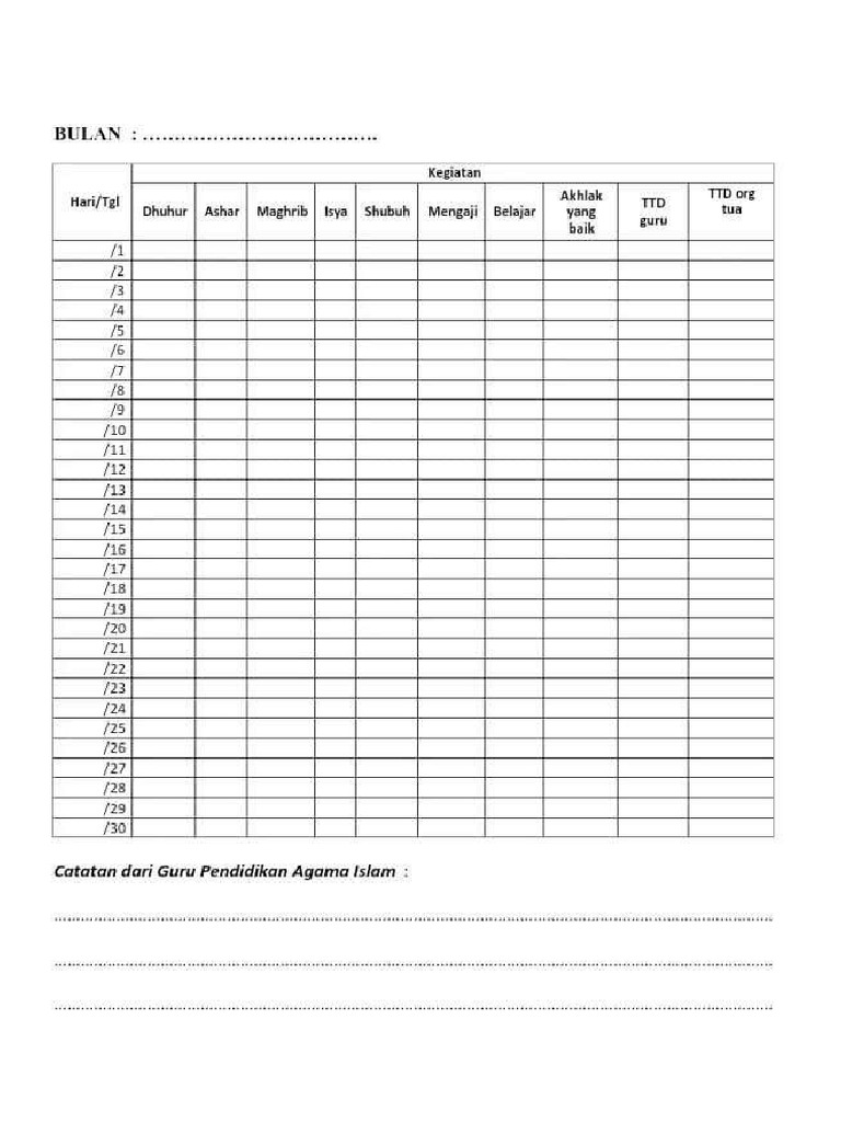 Lembar Monitoring Siswa | PDF