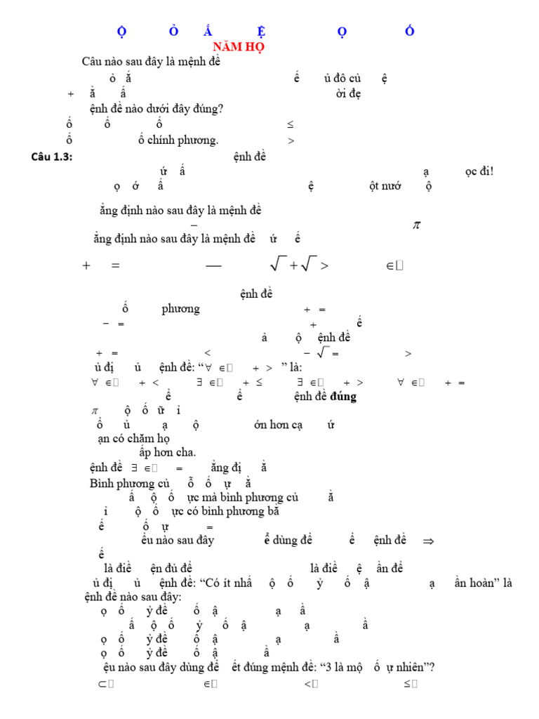 Bo Cau Hoi On Tap Toan 10 HK1 Nam 22 23 | PDF