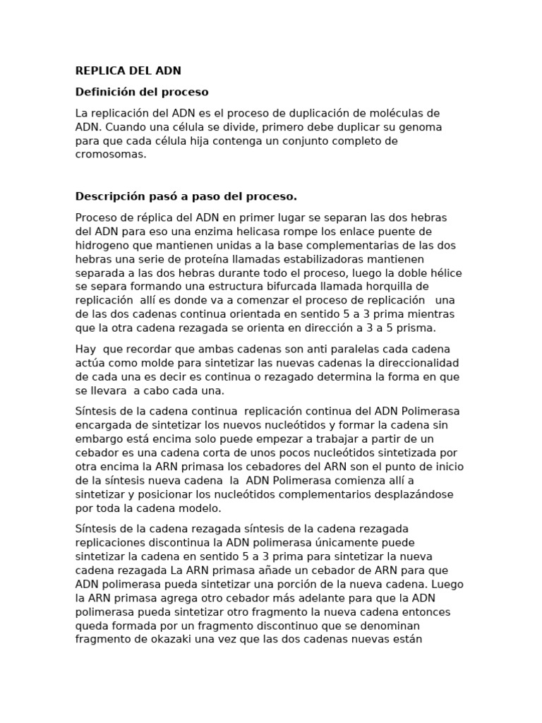 Replica Del Adn | PDF | Replicación De Adn | Adn