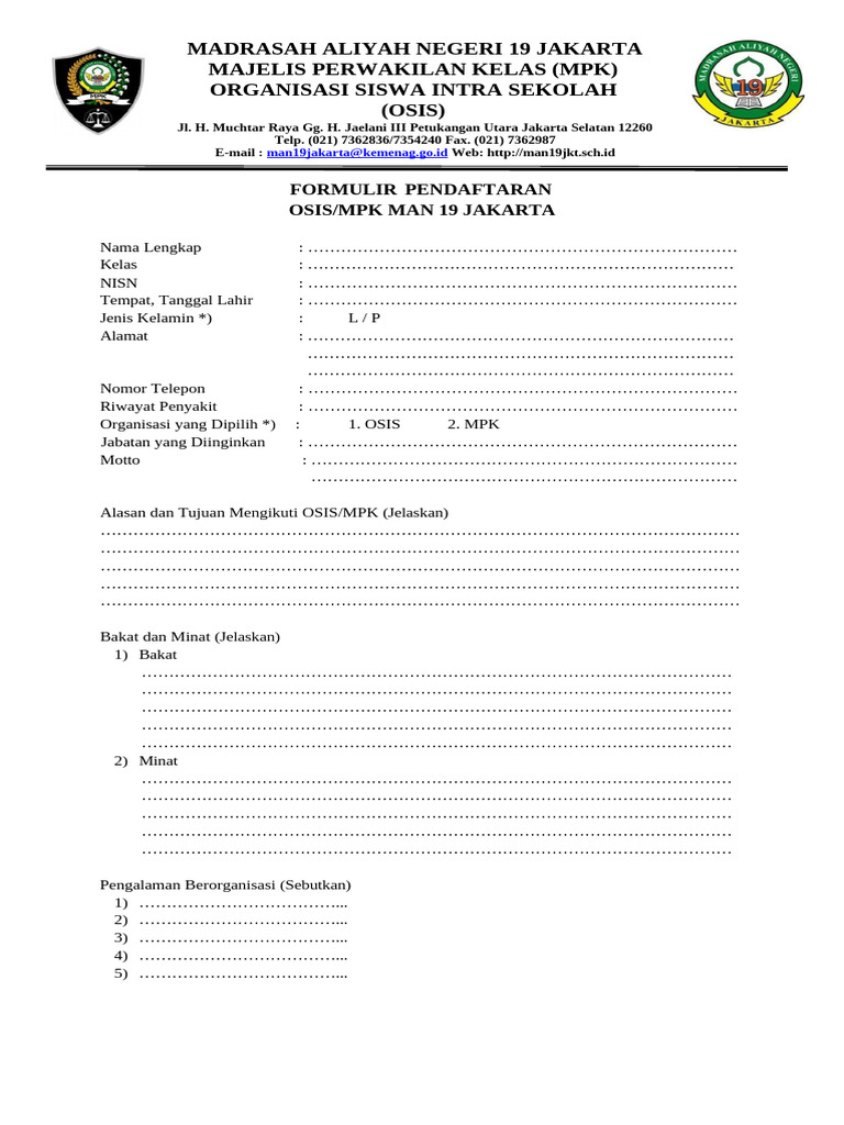 CV OSIS MPK Periode 2024-2025 | PDF