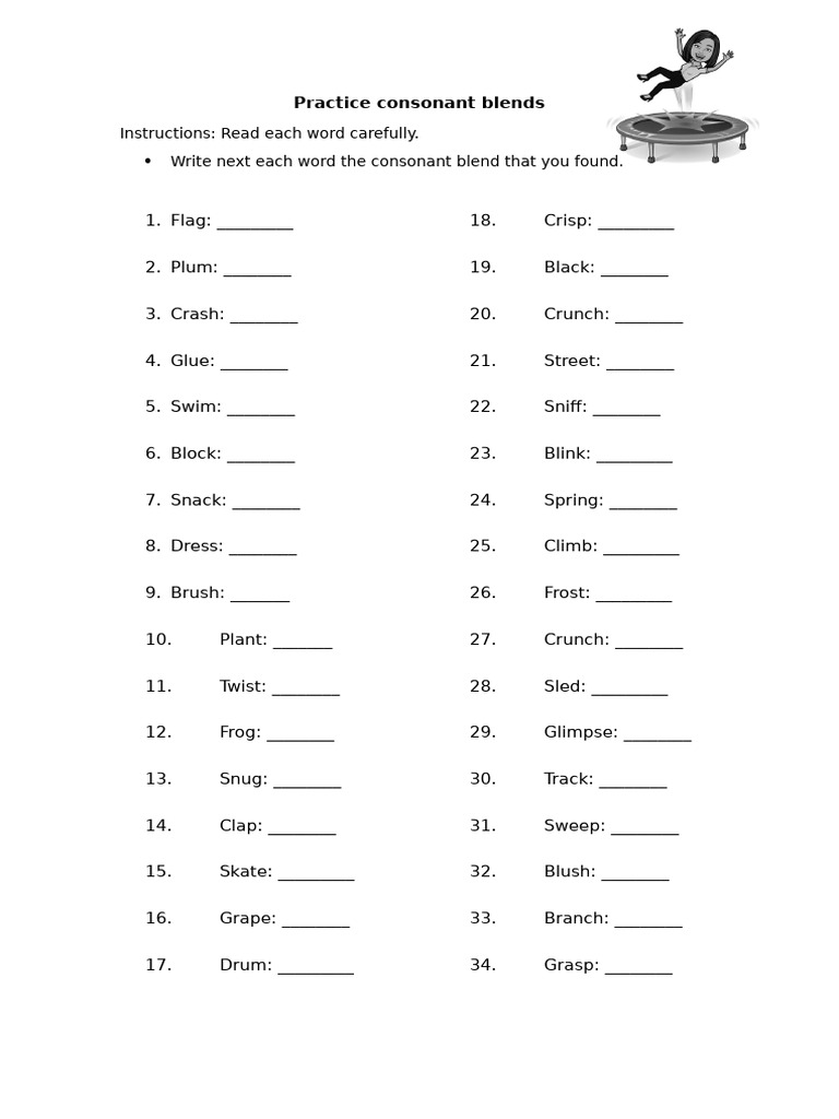 Practice Consonant Blends | PDF | Home & Garden | Art
