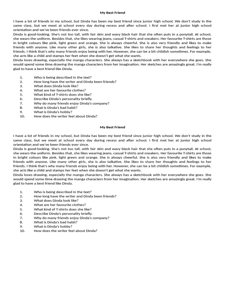 My Best Friend Descriptive Text | PDF