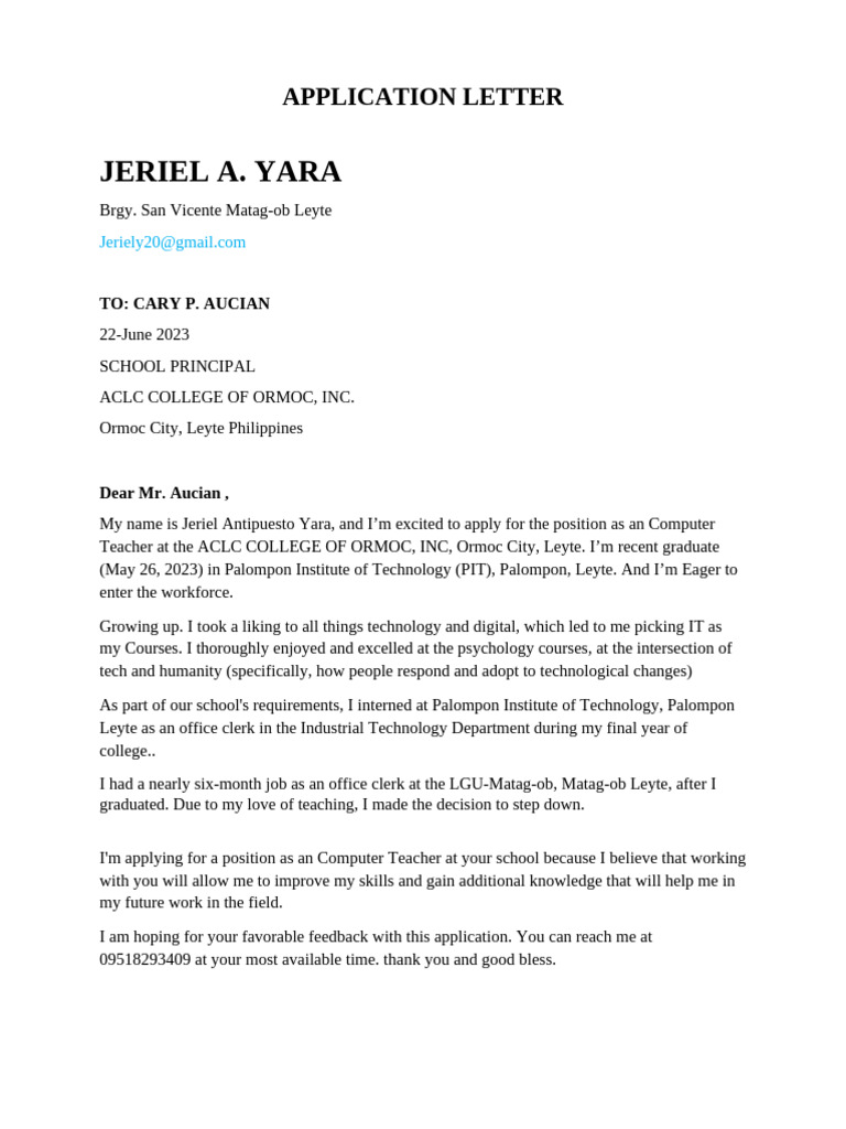 Application Letter 1.3 | PDF | Career & Growth | Business