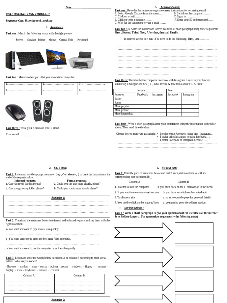 All The Unit 1 Getting Through As Handouts | PDF | Linguistic ...