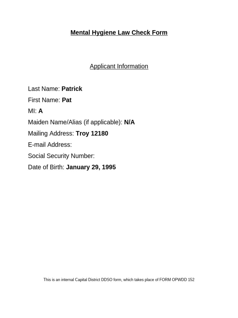 Mental Hygiene Law Check Form | PDF | Politics