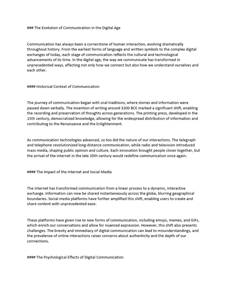 Evolution of Communication in Digital Age | PDF | Communication ...
