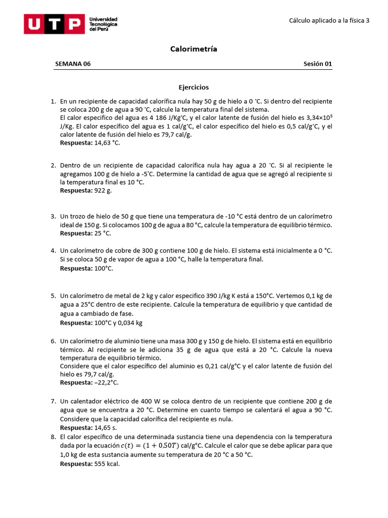 S06 - S1-Ejercicios 2 | PDF | Calor | Temperatura