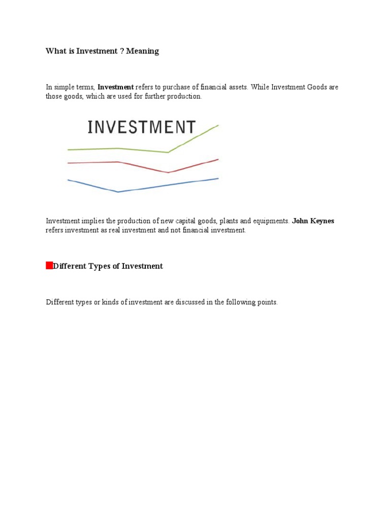 What Is Investment | PDF | Capital (Economics) | Investing