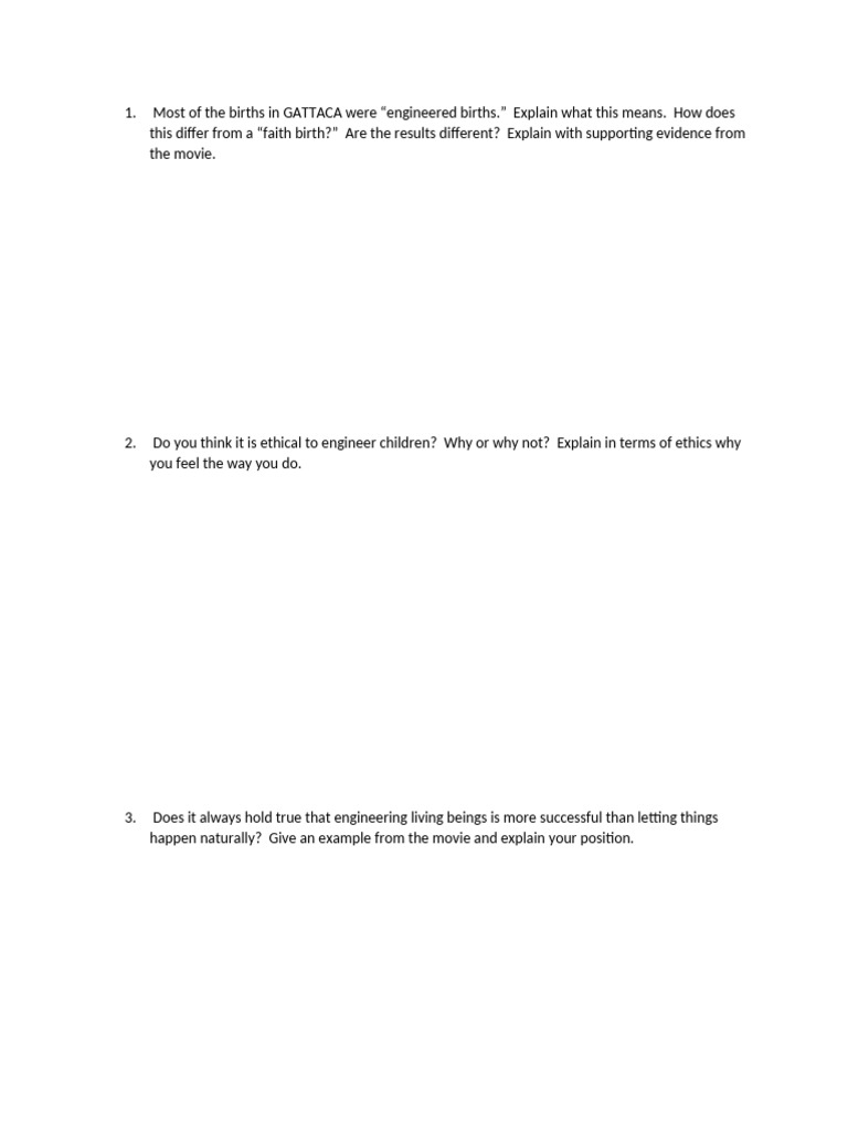GATTACA Movie Questions | PDF