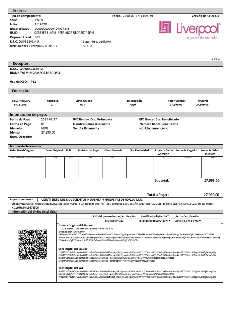 Formato Liverpool Nuevo 2019 | PDF