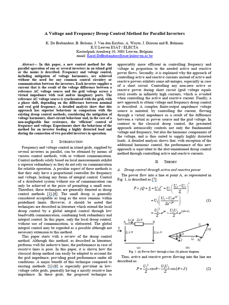 A Voltage and Frequency Droop Control Me | PDF | Electrical Impedance ...