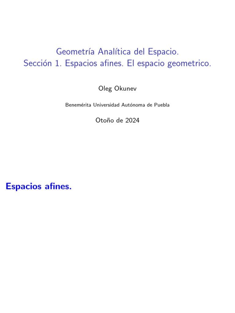 Sec 1 Espacios Afines. El Espacio Geometrico | PDF | Sistema de ...