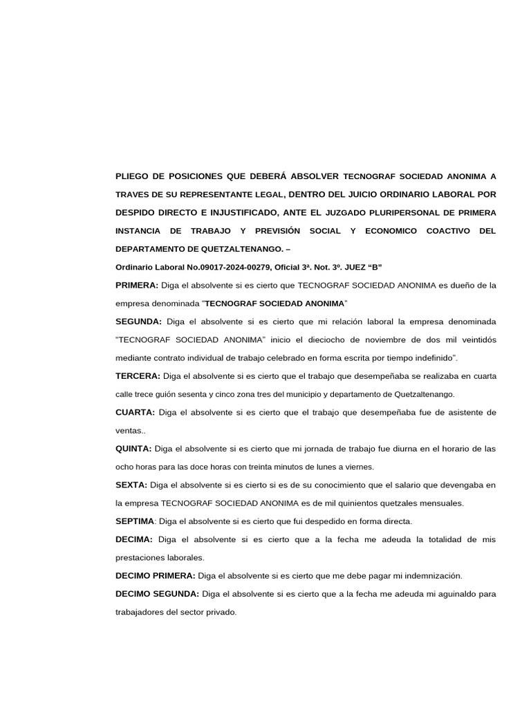 Pliego de Posiciones Actualizado Wank | PDF | Derecho