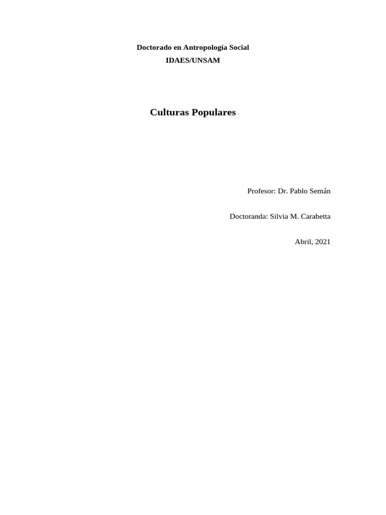 Carabetta - Culturas Populares | PDF | Sociología | Educación en artes ...