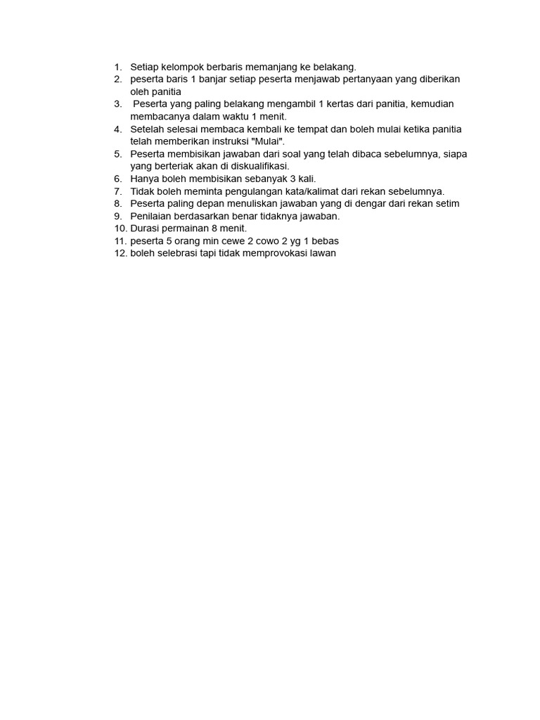 Aturan Permainan Tim Interaktif 8 Menit | PDF | Karier & Perkembangan ...