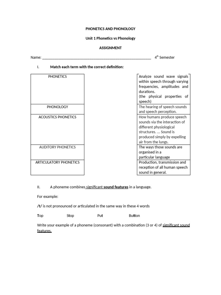 Assignment Unit 1. | PDF | Phonetics | Sound