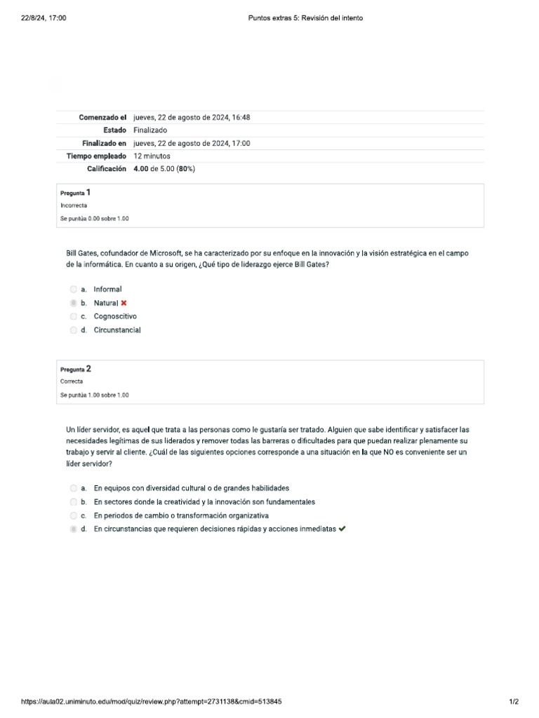 Puntos Extra Intento 1 | PDF