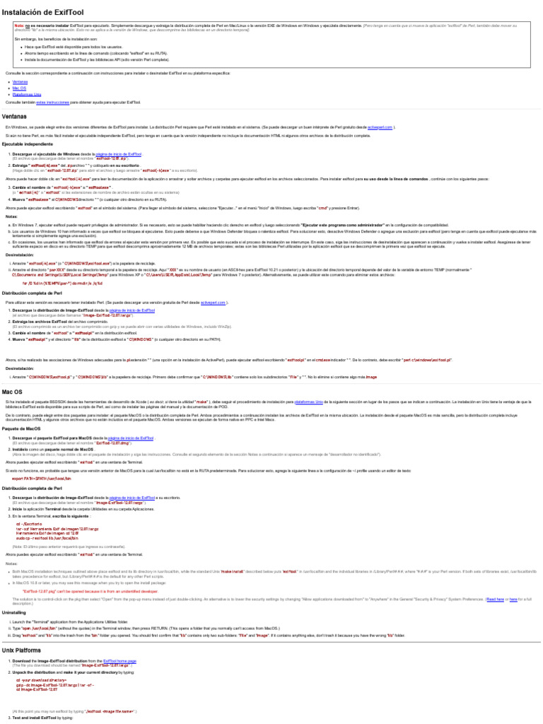 Instructivo para Instalar ExifTool | PDF | Mac OS | Archivo de computadora