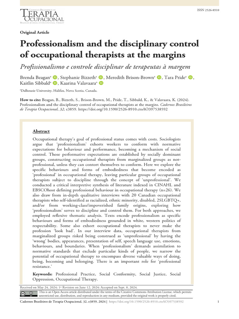 Marginalized OTs & Professionalism | PDF | Occupational Therapy ...