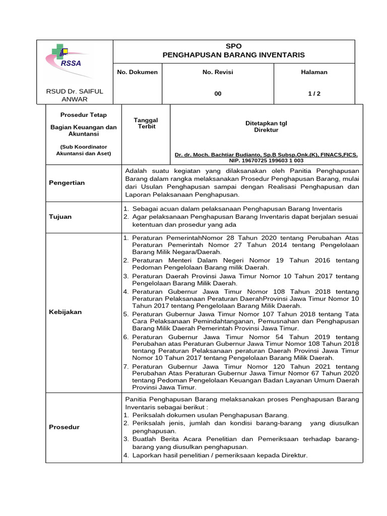 Fix SPO PENGHAPUSAN BARANG INVENTARIS | PDF