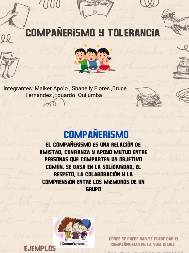Compañerismo y Tolerancia | PDF | Tolerancia | Amistad