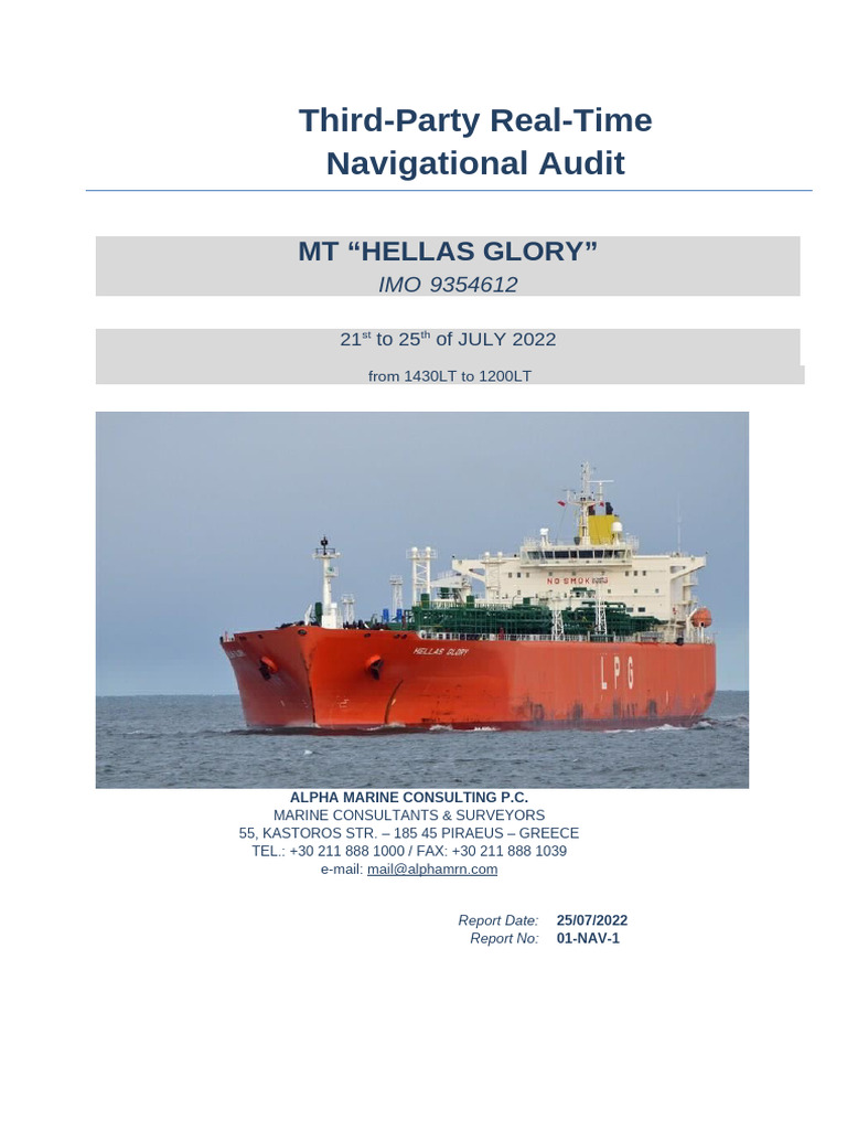 MT Hellas Glory - Third Party Real Time Navigational Audit - BC | PDF ...