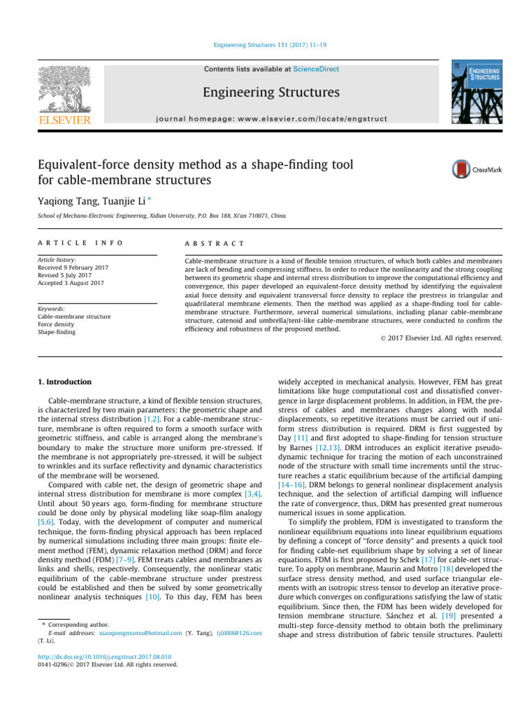 225-Equivalent-Force Density Method As A Shape-Finding Tool For Cable-Membrane Structures | PDF ...