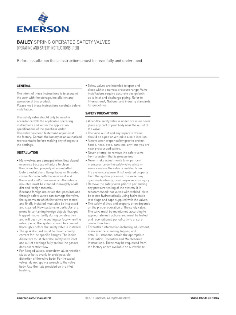 Guide Spring Operated Safety Valves o Si Birkett en en 5193404 | PDF ...