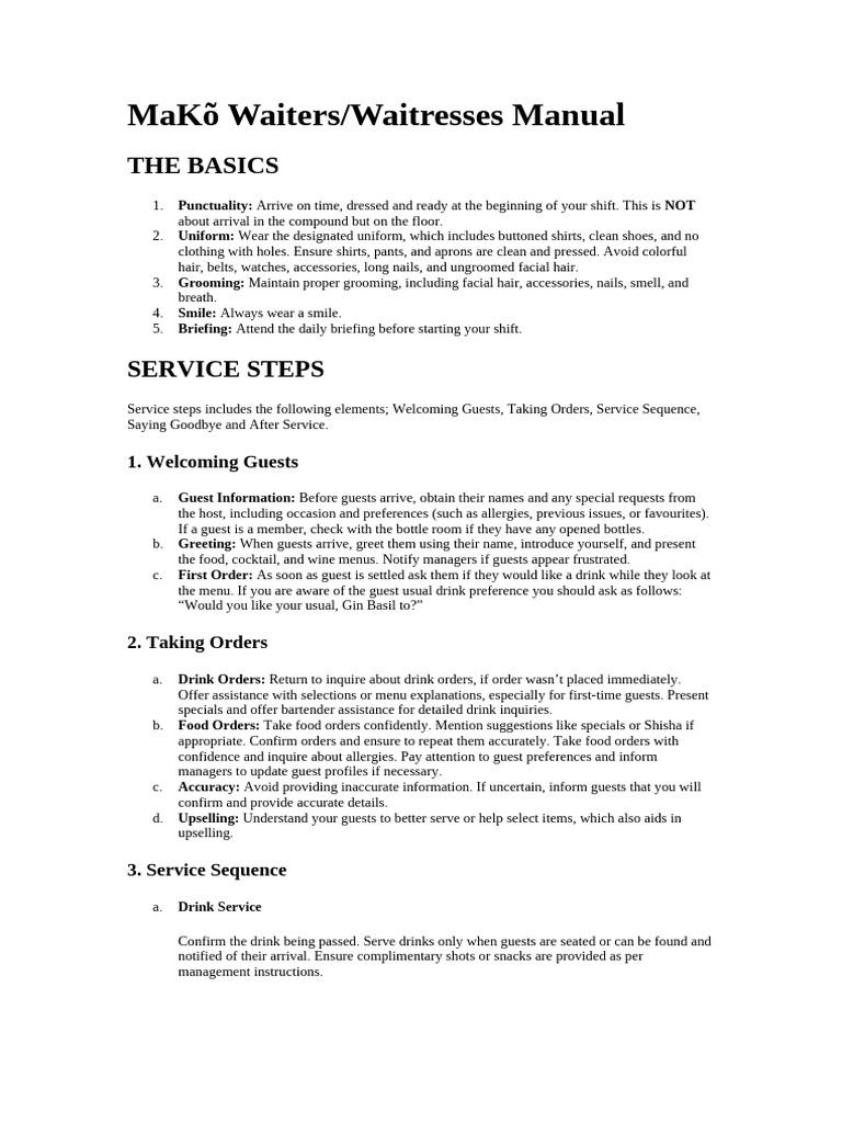 MaKõ Waiters | PDF | Waiting Staff | Menu