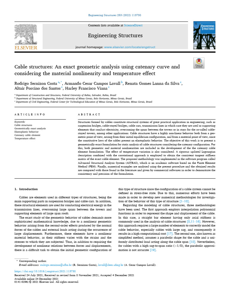238-Cable Structures An Exact Geometric Analysis Using Catenary Curve and Considering The ...