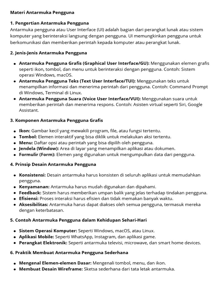 Pengenalan Antarmuka Pengguna Kelas 7 | PDF