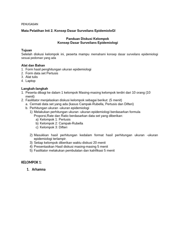 Penugasan Surv Epid KLK 1 Arhamna | PDF