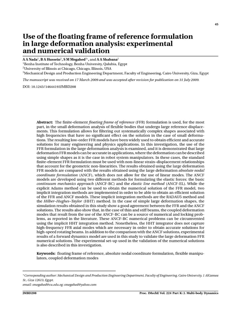 267-Use of The Floating Frame of Reference Formulation in Large Deformation Analysis ...