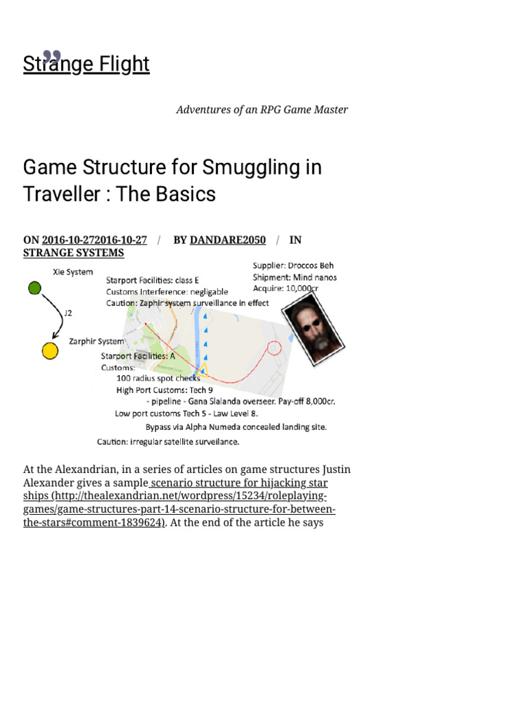 Game Structure For Smuggling in Traveller - The Basics - Strange Flight ...