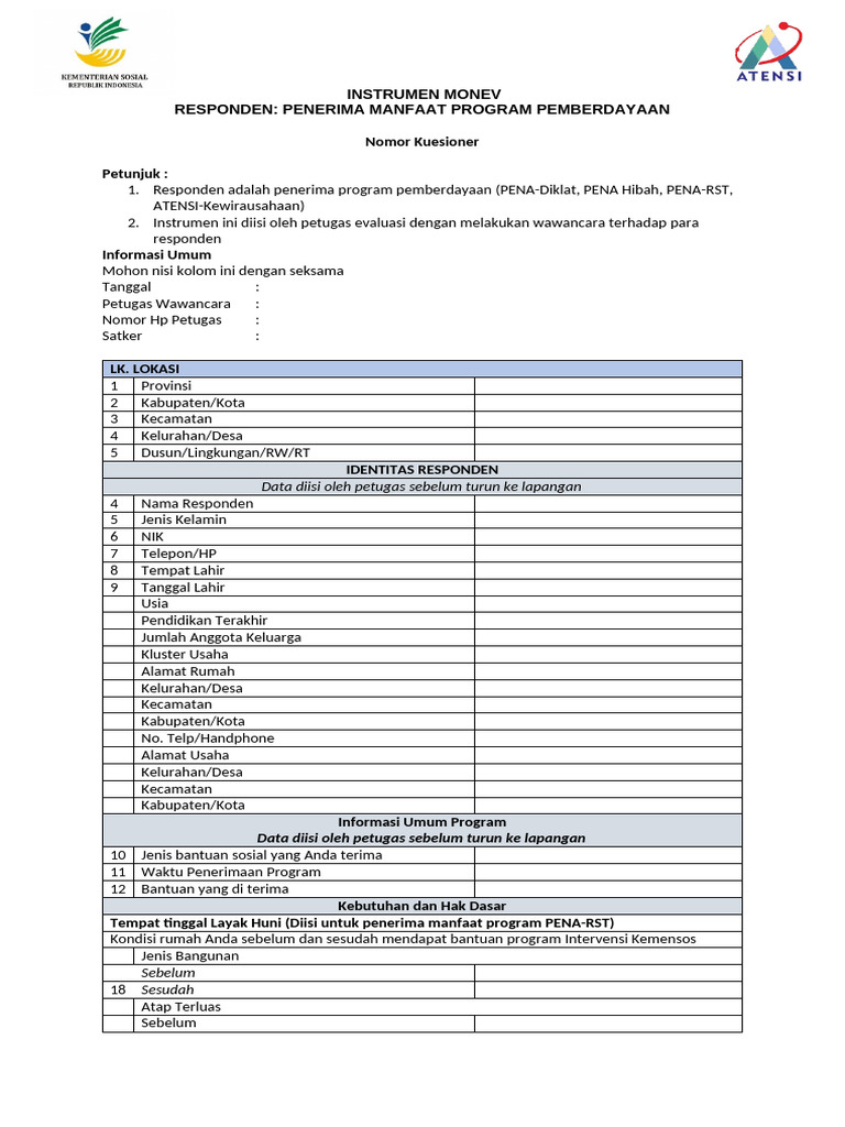 Form Monev 2023 | PDF