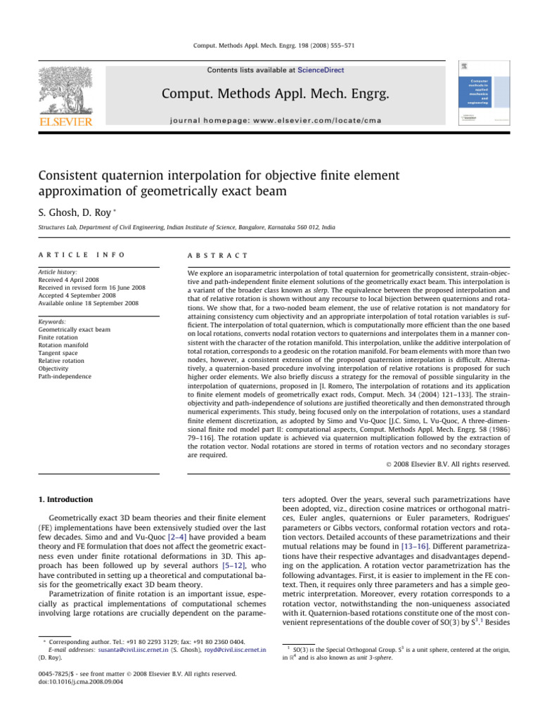 275-Consistent Quaternion Interpolation For Objective Finite Element Approximation of ...