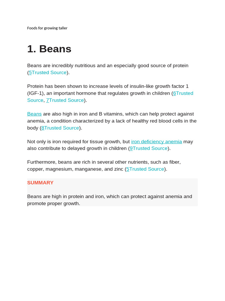 Beans for Growth and Nutrition | PDF