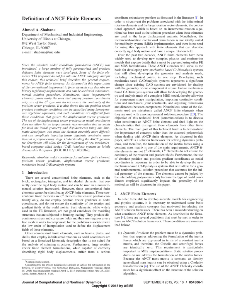 281-Definition of ANCF Finite Elements | PDF | Finite Element Method ...