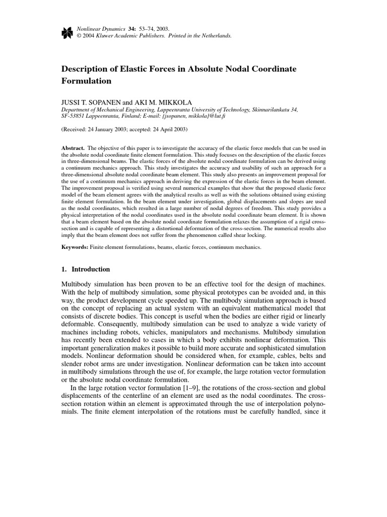 284-Description of Elastic Forces in Absolute Nodal Coordinate ...