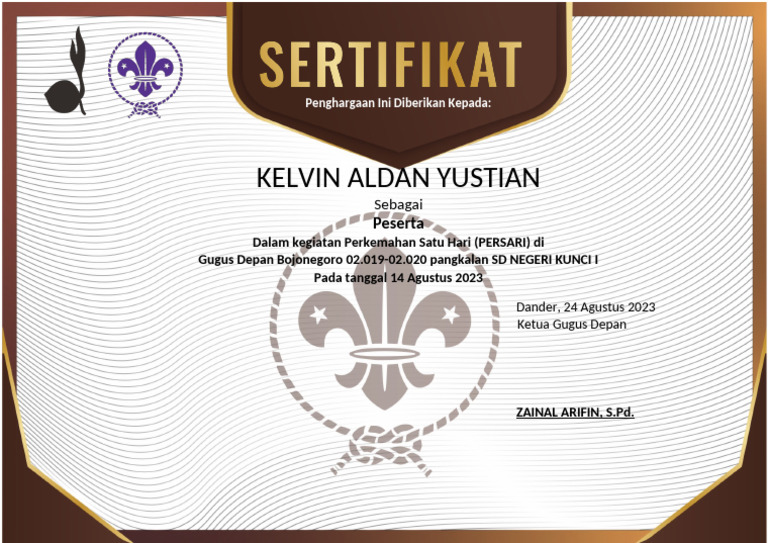 Sertifikat Persari Kelvin | PDF