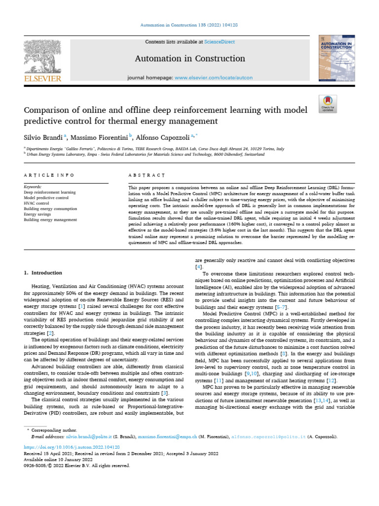 Comparison Of Online And Offline Deep Reinforcement Learning With Model