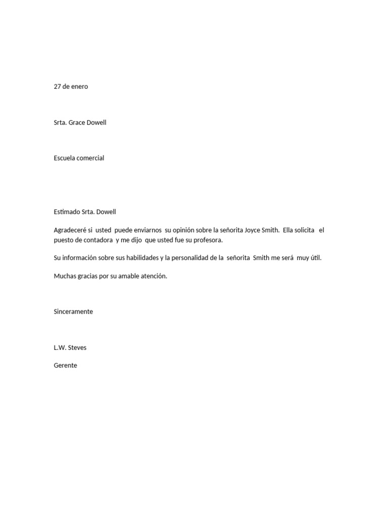 Solicitud de Referencia para Contadora | PDF