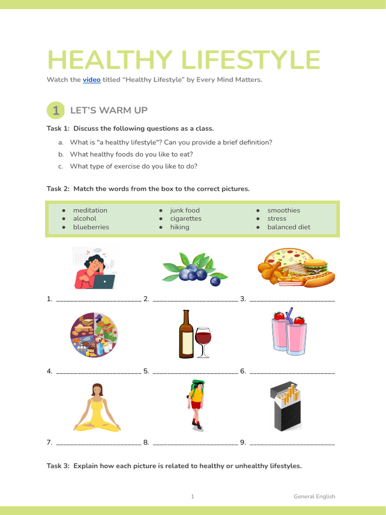 Healthy Lifestyle (General English B1) Brasipina | PDF | Healthy Diet ...