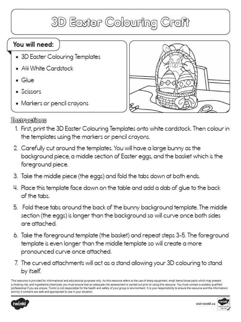 3D Easter Colouring Craft Guide | PDF